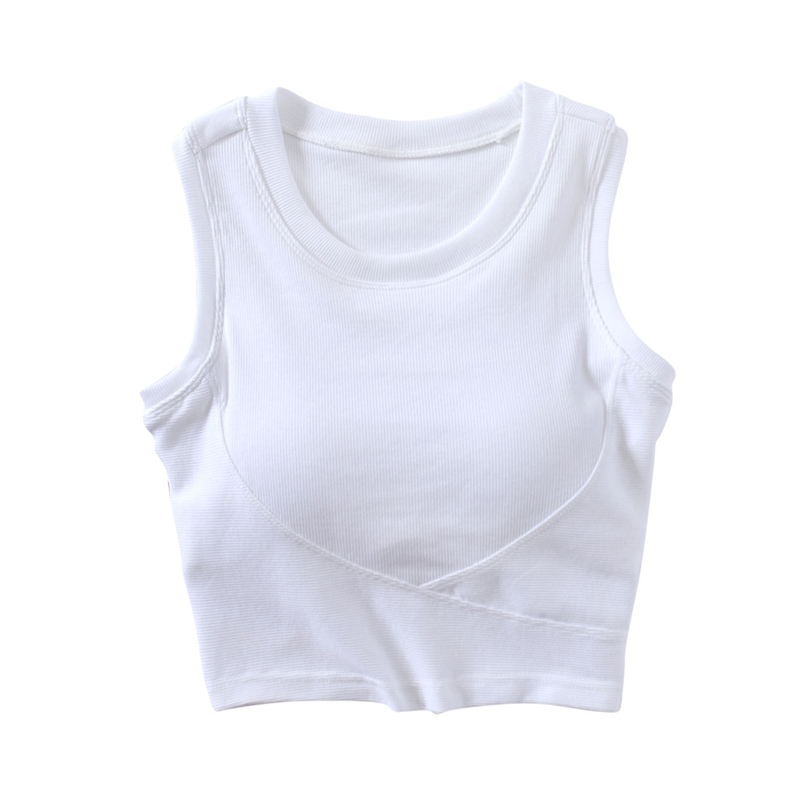 Annhoo Cropped Tank Tops for Women Summer Crewneck Sleeveless Stretchy ...