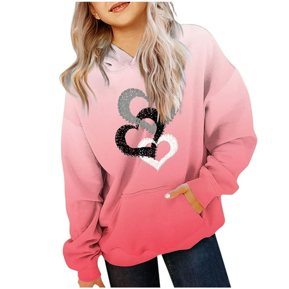 Annhoo Cute Sweatshirt for Girl Long Sleeve Plus Size Print Gradient ...