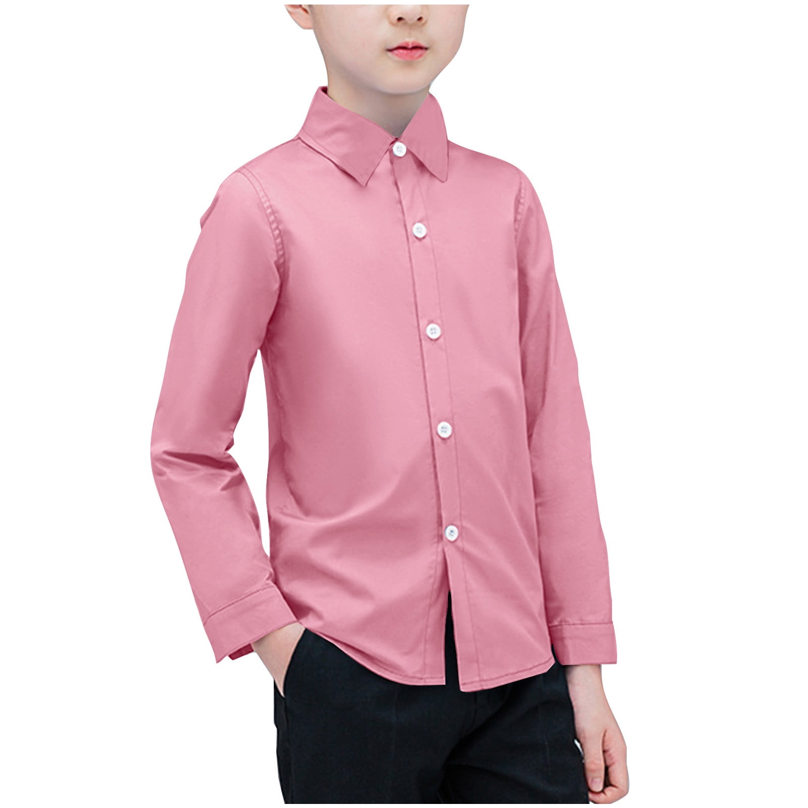Annhoo Dress Shirts for Toddler Long Sleeve Collar Solid Color Button ...