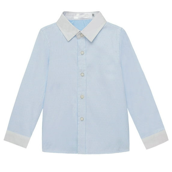 Annhoo Dress Shirts for Toddler Long Sleeve Collar Solid Color Button ...