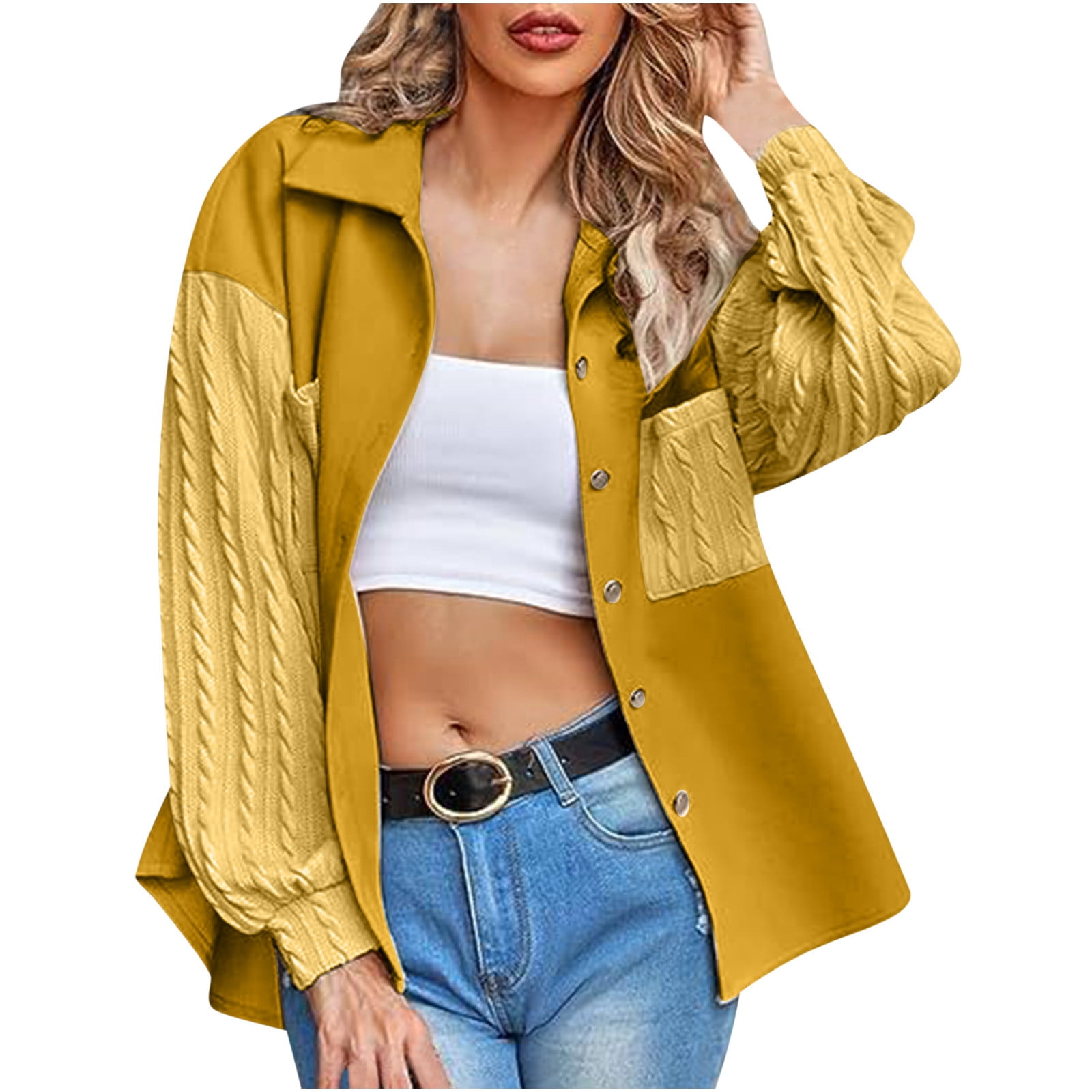 Annhoo Fall Jackets for Women Long Sleeve Button down Thin Outerwear ...