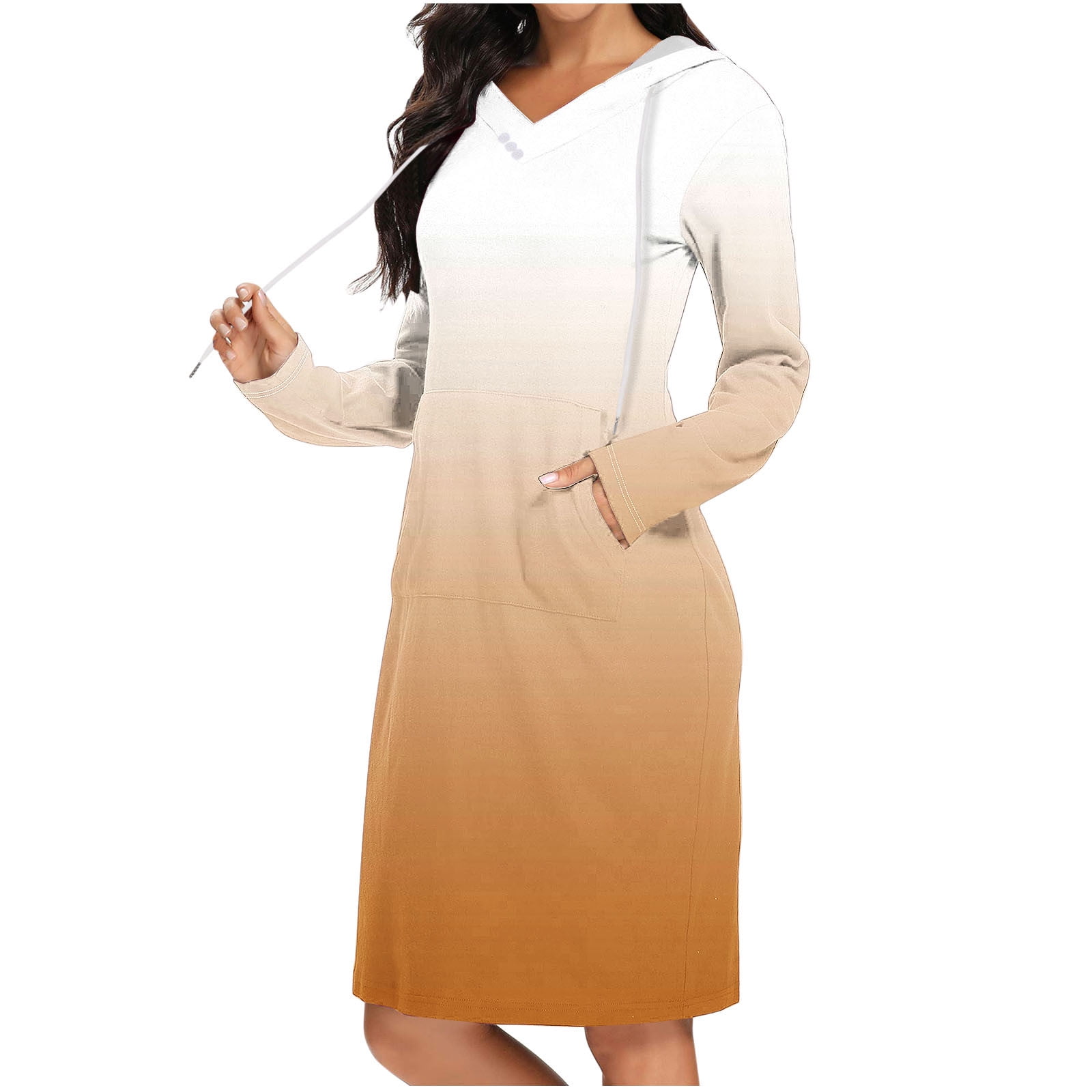 Annhoo Fall Sweatshirt Dresses for Women Trendy Gradient Colour Long ...