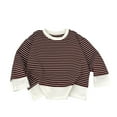 Annhoo Fashion Tops for Kids Long Sleeve Round Neck Block Color Stripe ...