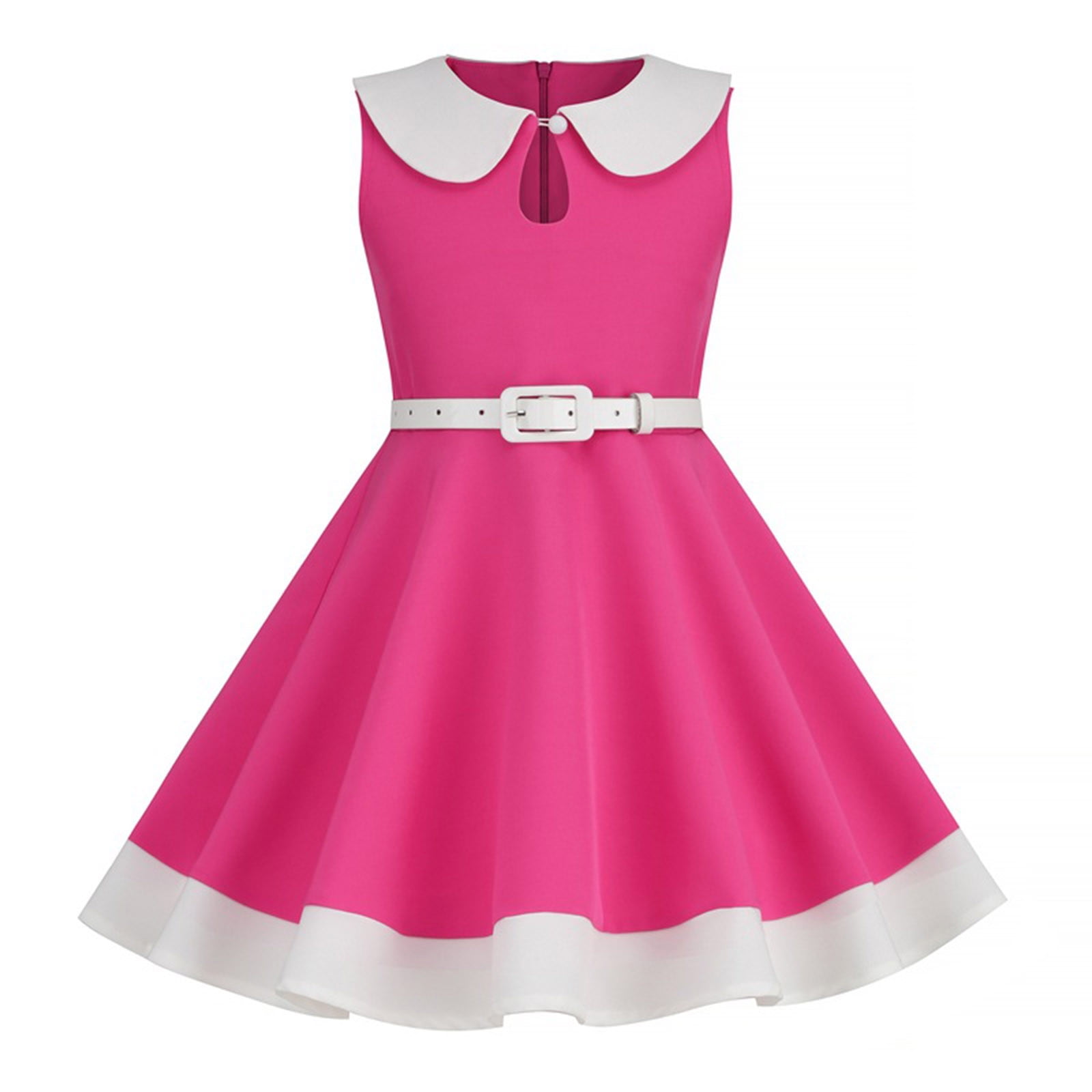 Annhoo Girls 1950s Vintage Dresses Sleeveless Collared Party Dress ...
