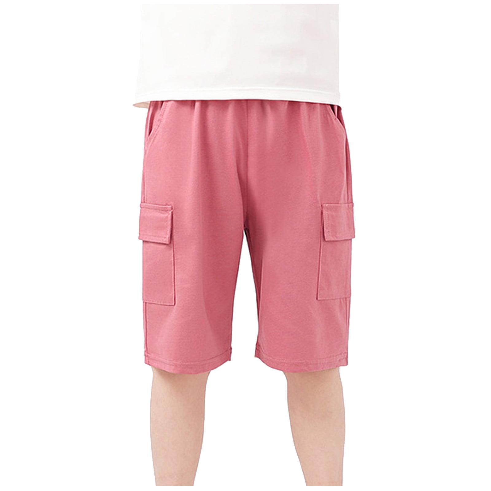 Annhoo Girls Cargo Shorts Elastic Waist Summer Quick Dry Knee Length ...