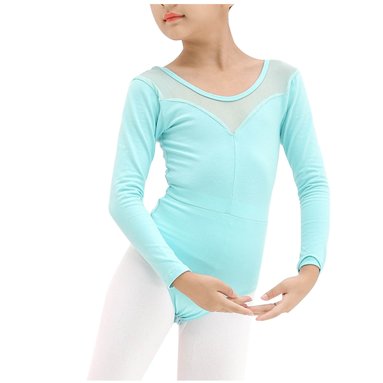 Annhoo Gymnastics Leotards for Girls Lace Decor Solid Color Crewneck ...