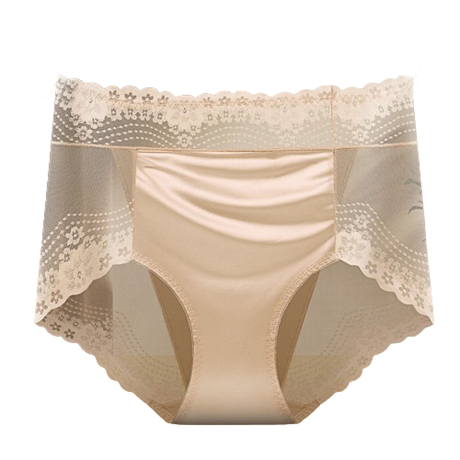 Annhoo High Waisted Underwear for Women Lace Trim Full Coverage Mesh ...