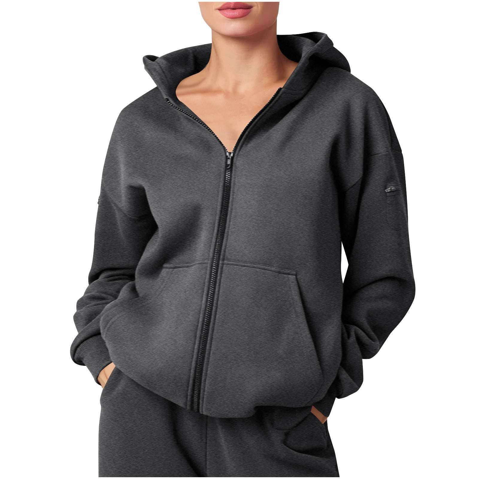 Annhoo Hoodies Jacket for Women Long Sleeve Full Zip Hooded Casual ...