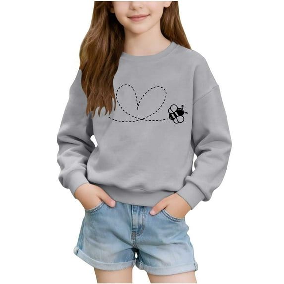 Annhoo Kids Valentines Sweatshirts Long Sleeve Crewneck Print Graphic ...