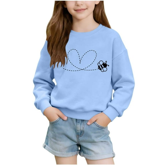 Annhoo Kids Valentines Sweatshirts Long Sleeve Crewneck Print Graphic ...