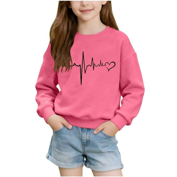 Annhoo Kids Valentines Sweatshirts Long Sleeve Crewneck Print Graphic ...