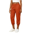 Annhoo Linen Capris for Women with Pockets Casual Elastic Waist Cropped ...