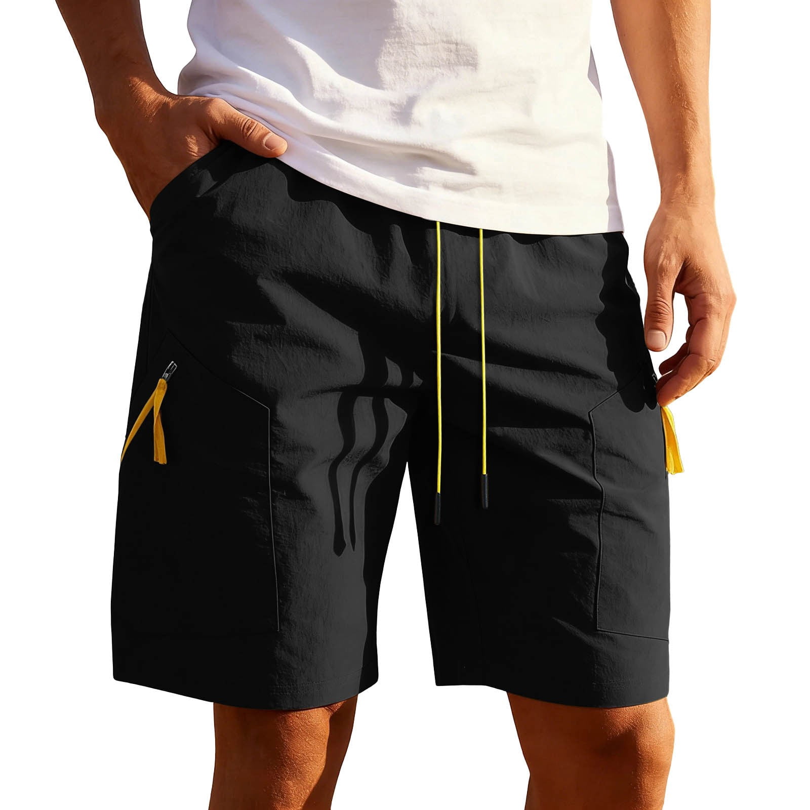 Annhoo Men's Cargo Shorts Multiple Pockets with Drawstring Quick-Dry ...