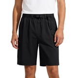 Annhoo Men's Elastic Waist Shorts Loose Casual with Zipper and Pockets ...