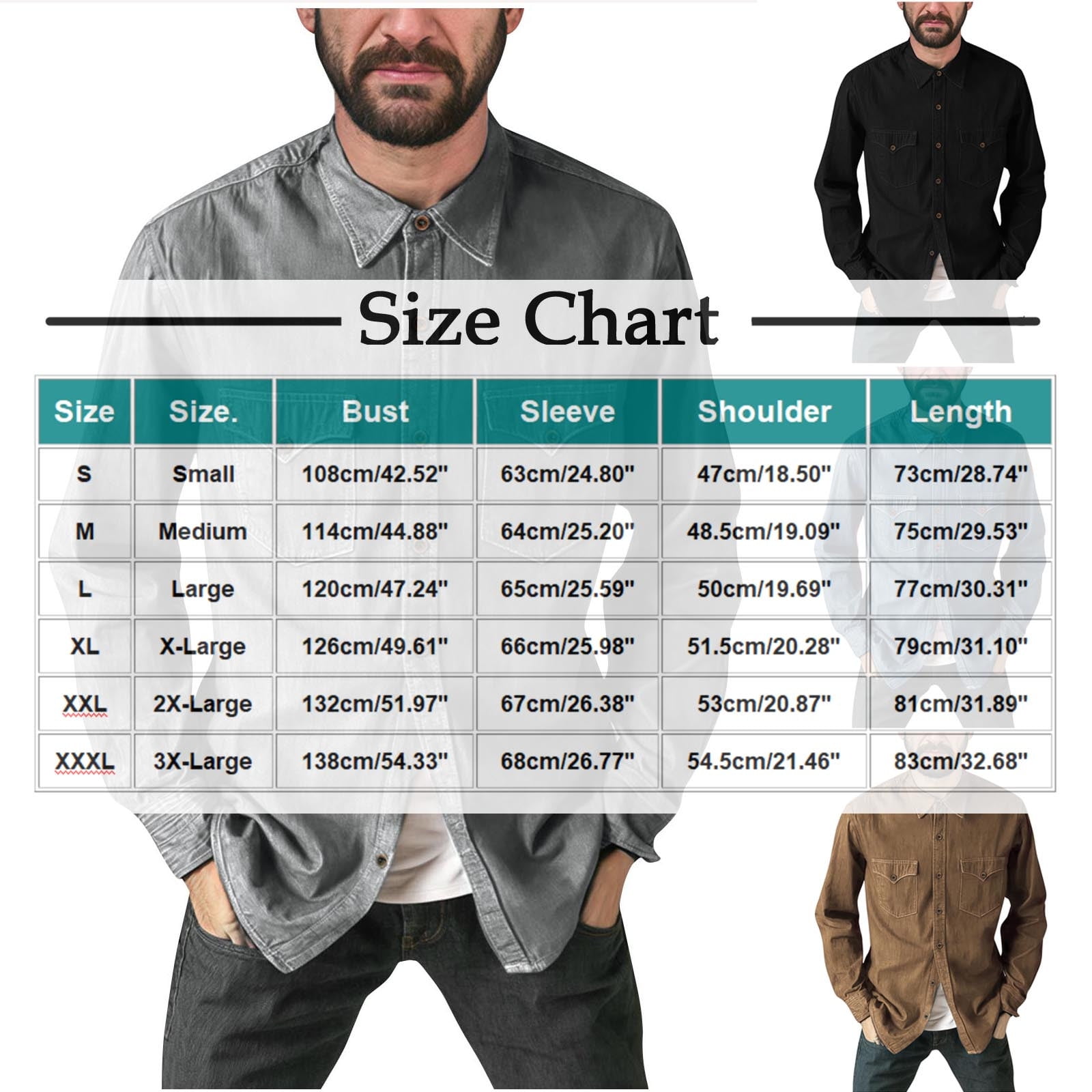 Annhoo Mens Button Up T-Shirt Trendy Long Sleeve Collared Casual Tops ...