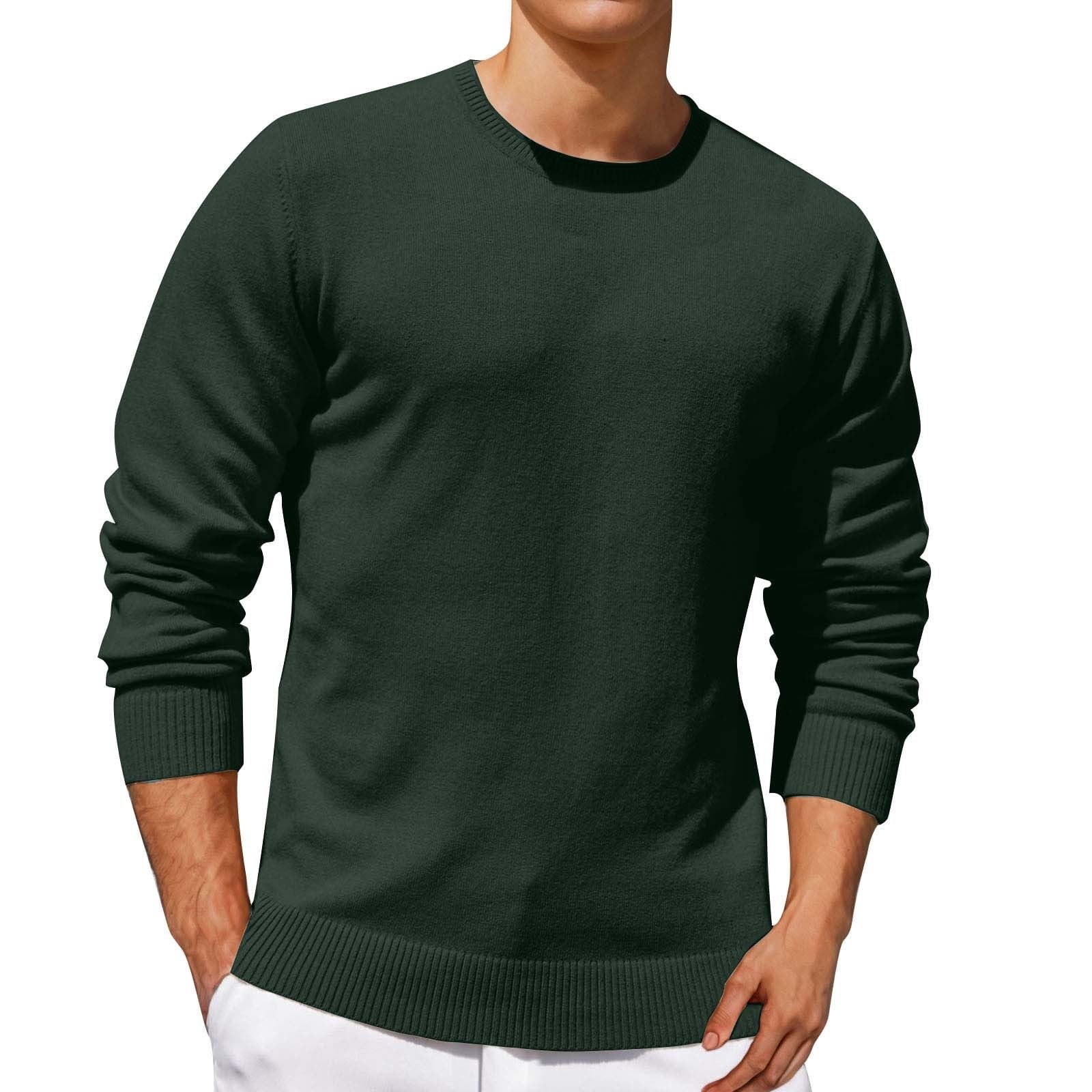 Annhoo Mens Knit Sweater Crew Neck Long Sleeve Casual Pullover Warm ...