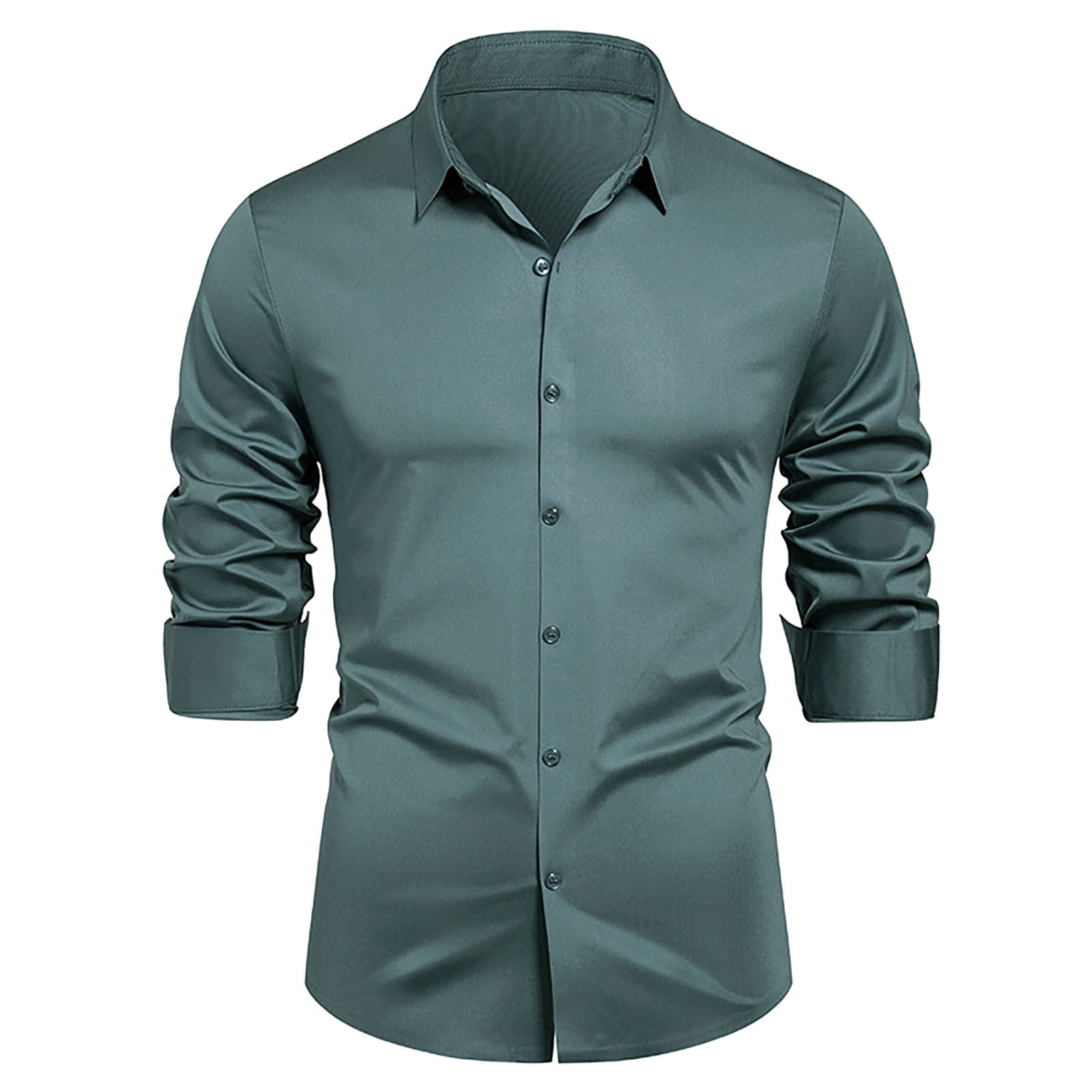 Annhoo Mens Plus Size Work Shirts Business Long Sleeve Collared Solid ...