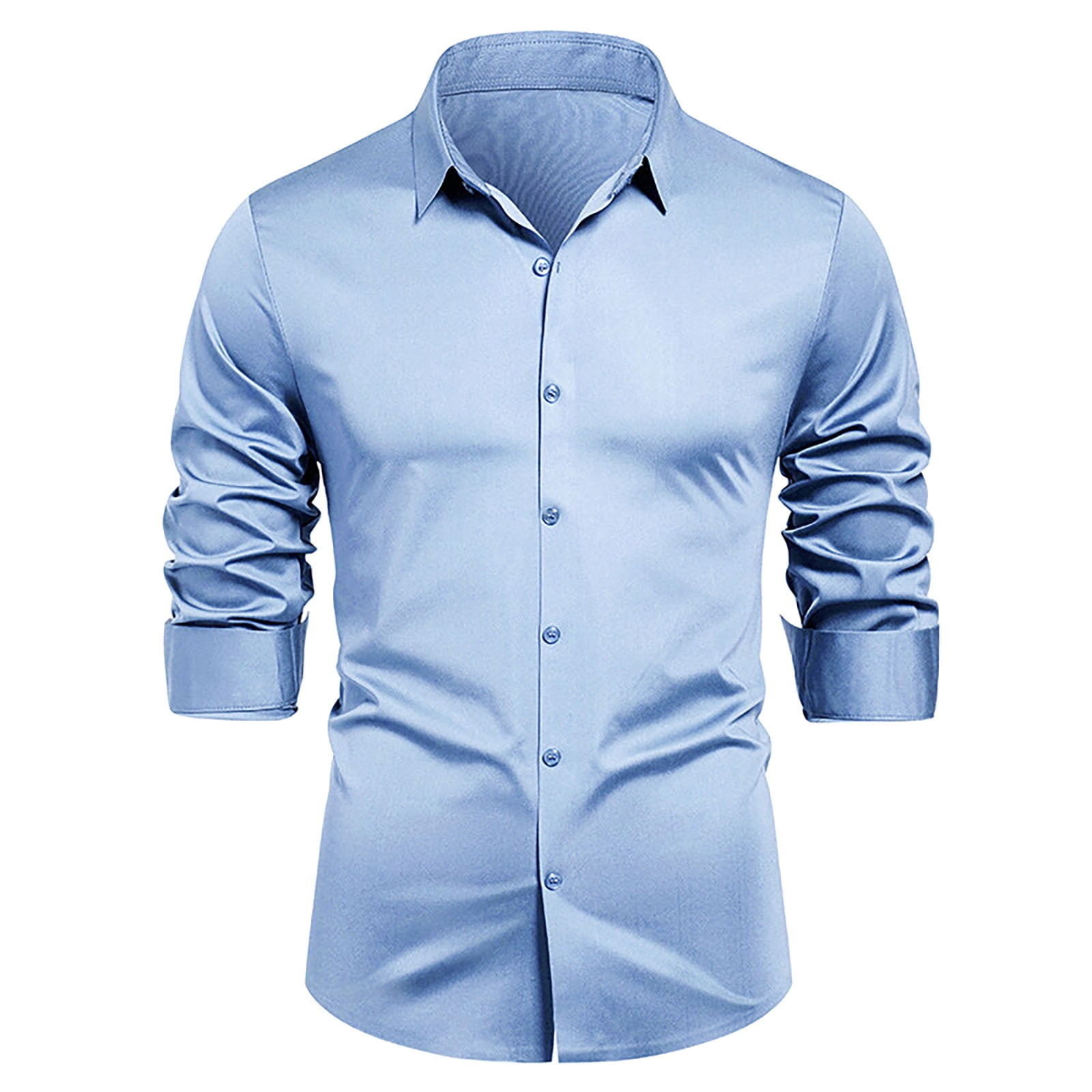 Annhoo Mens Plus Size Work Shirts Business Long Sleeve Collared Solid ...