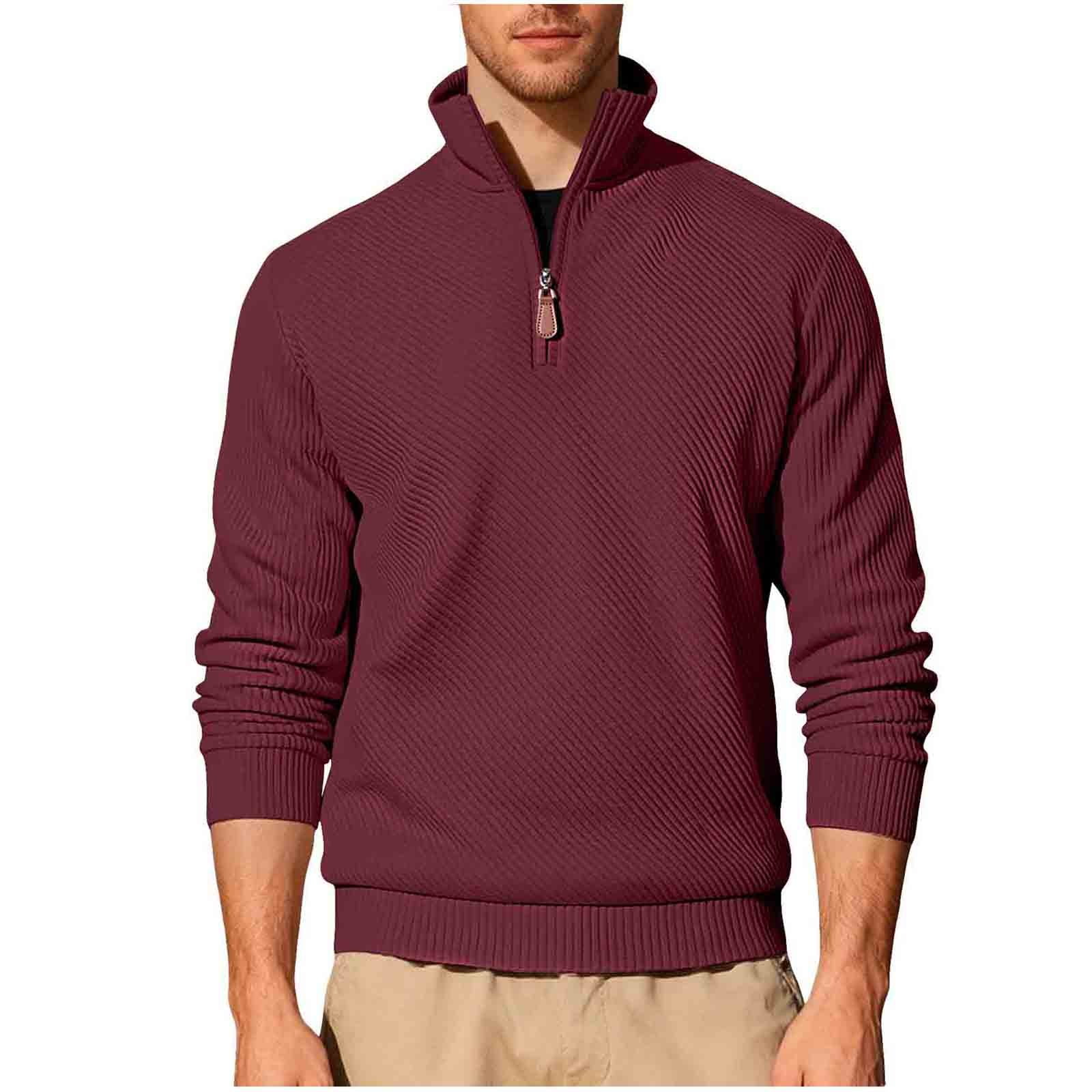 Annhoo Mens Sweatshirt Pullover Quarter Zipper Turtleneck Long Sleeve ...