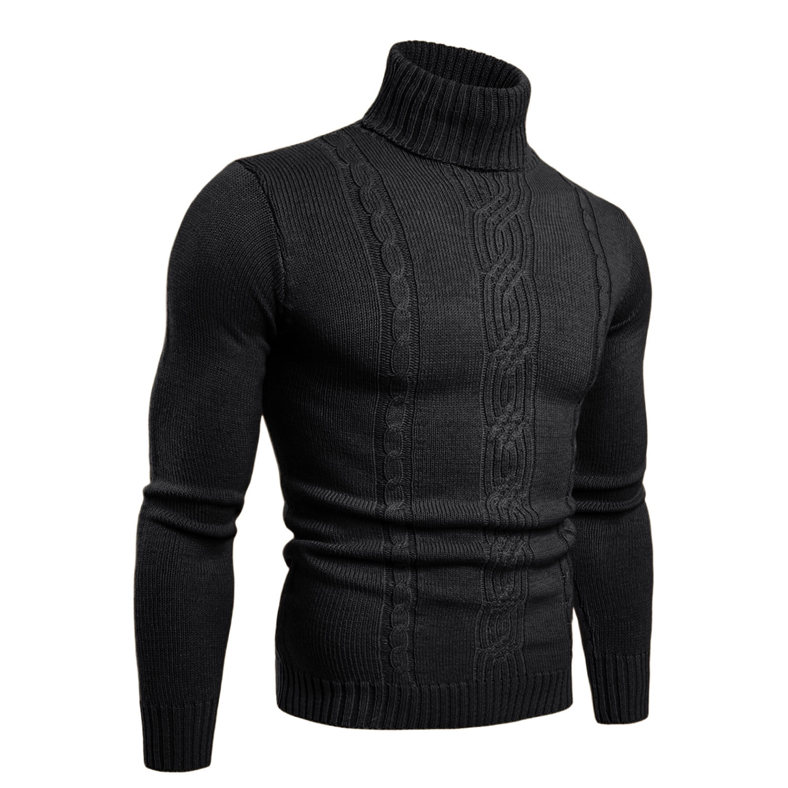 Annhoo Mens Workout Sweaters High Neck Long Sleeve Knit Basic Pullover ...