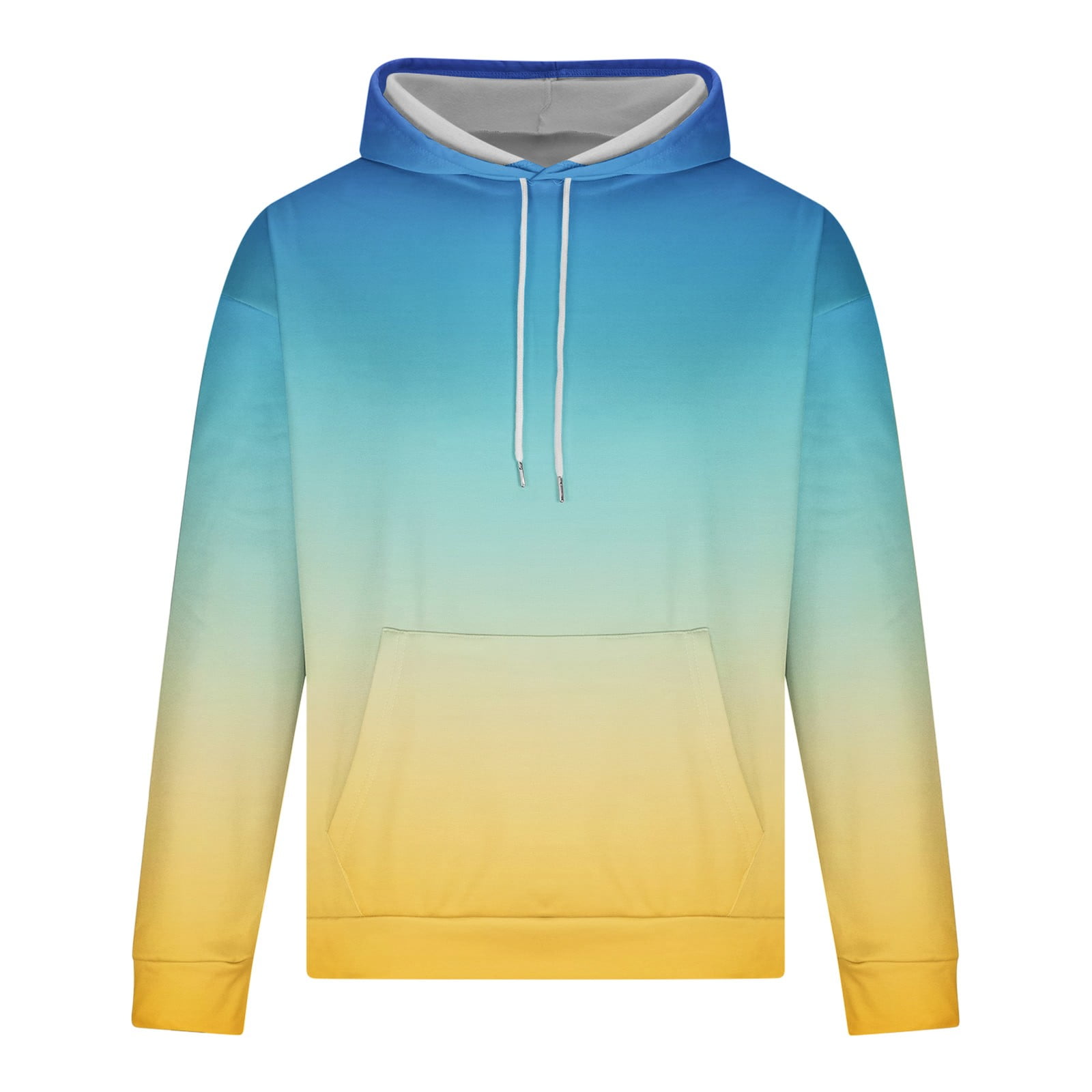 Annhoo Plus Size Hoodies for Men Gradient Color Drawstring Long Sleeve ...