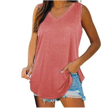 Fouhkni Tank Tops for Women Casual Summer Sleeveless V Neck Basic Tunic ...
