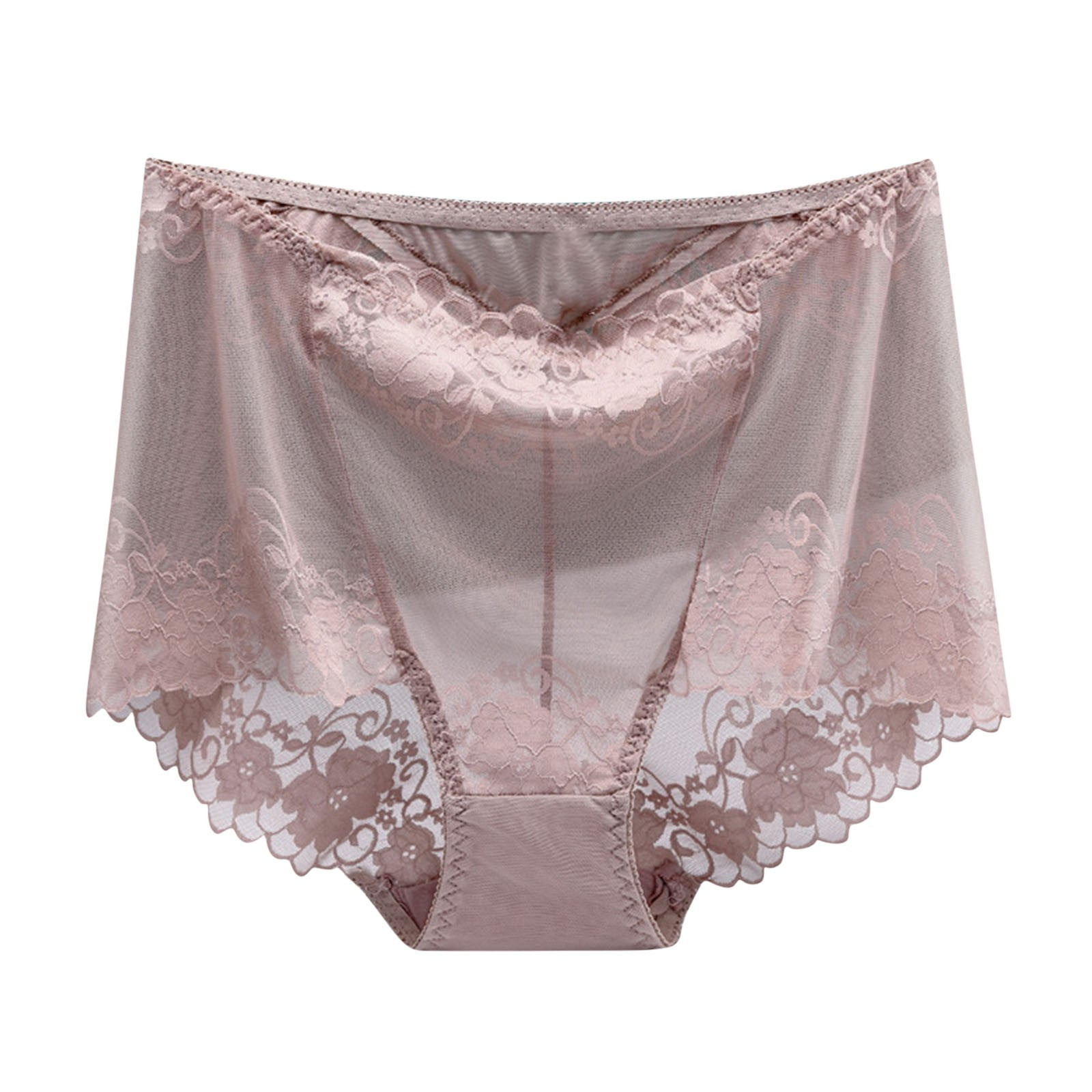 Annhoo Plus Size Underwear for Women High Waisted Lace Patchwork Mesh ...