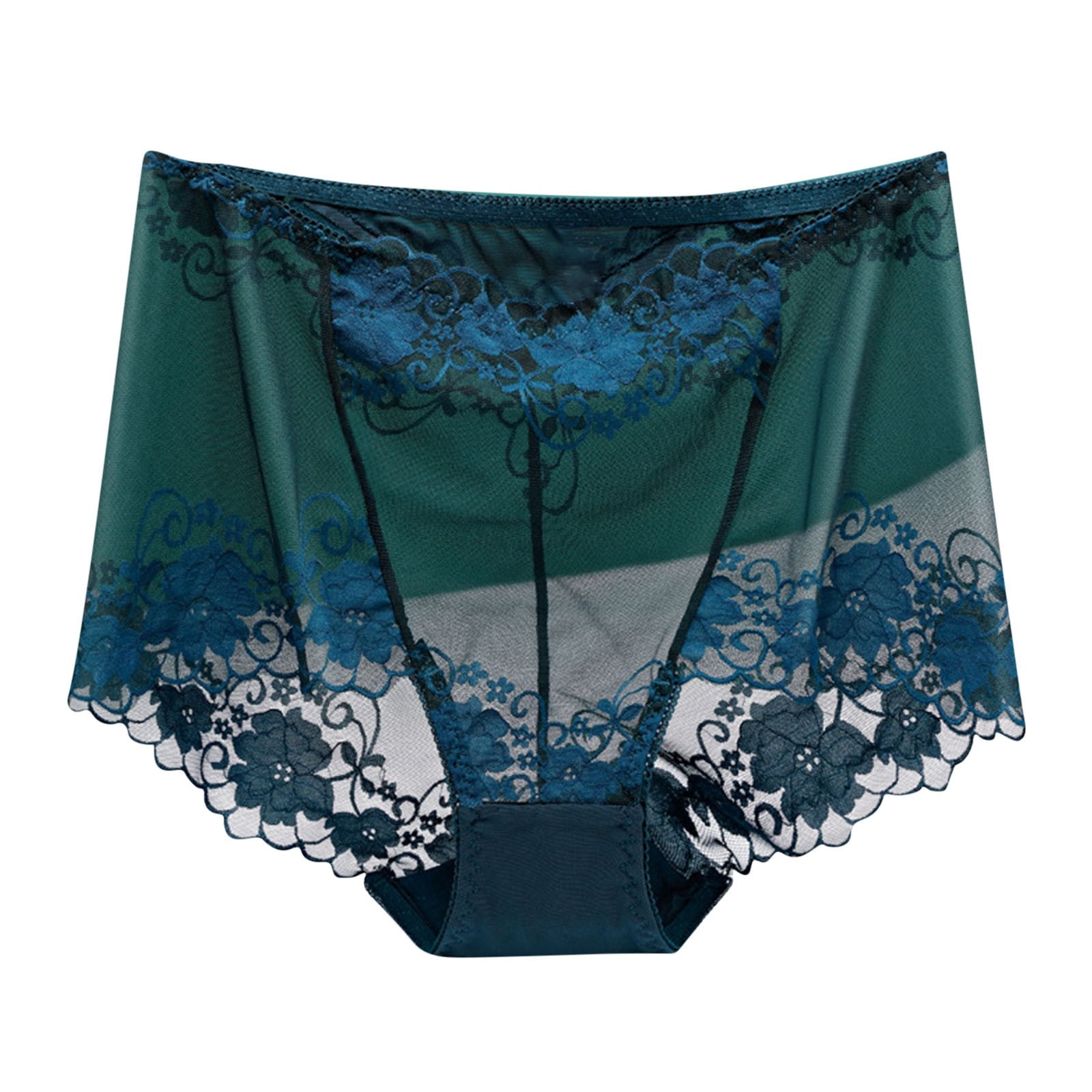 Annhoo Plus Size Underwear for Women High Waisted Lace Patchwork Mesh ...