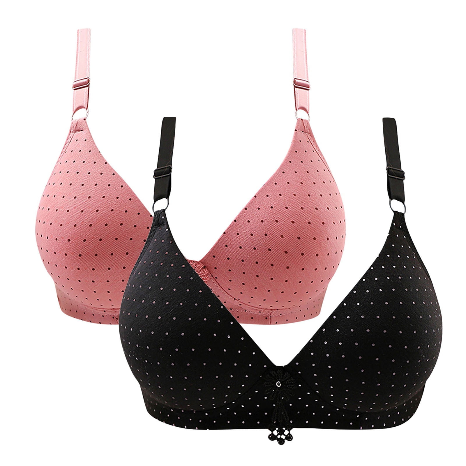 Annhoo Push up Bras for Women 2PCS Wireless Breathable Polka Dots ...