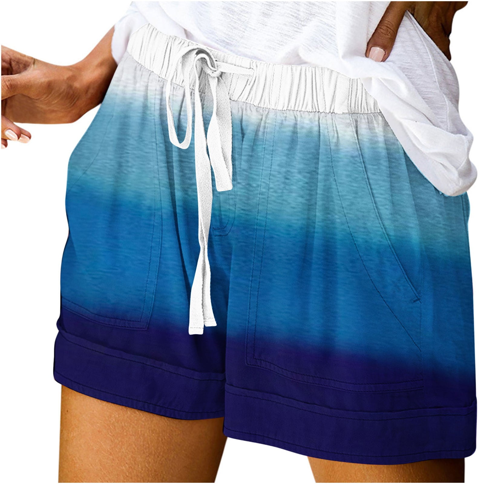 Annhoo Shorts for Women Casual Gradient Trendy Drawstring Elastic Pants ...