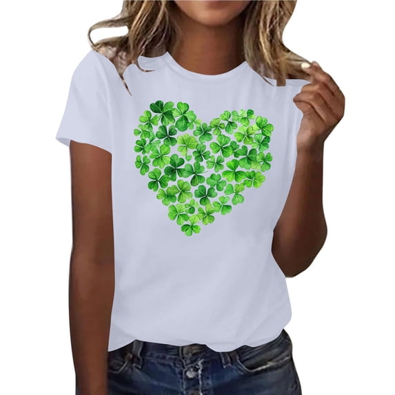 Annhoo St Patricks Day Tops for Women Shamrock Block Color Print ...