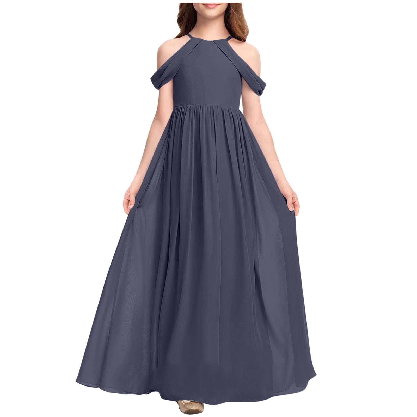 Annhoo Summer Chiffon Dresses for Girls off the Shoulder Elegant Comfy ...