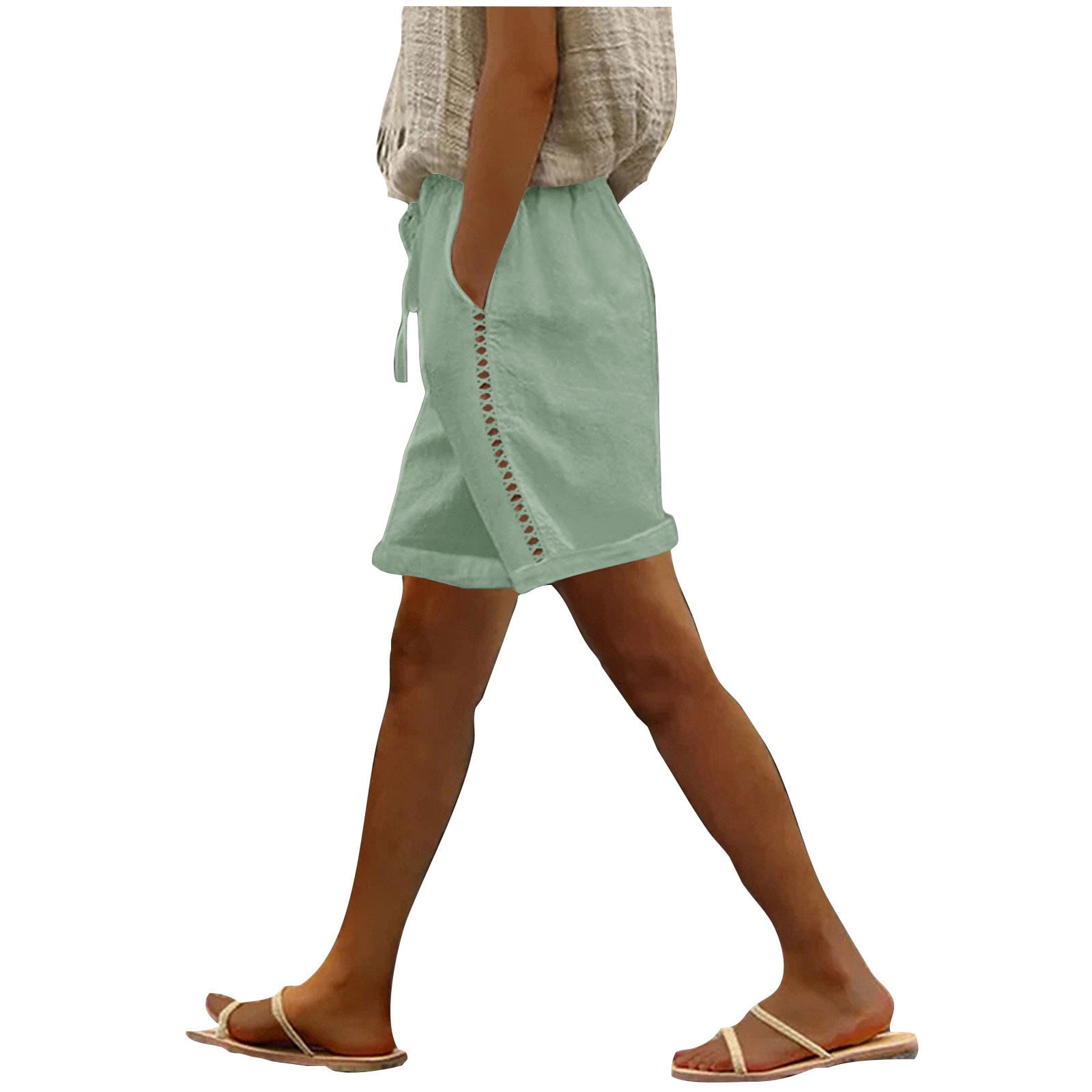 Annhoo Summer Shorts for Women Side Cut out Trendy Lightweight Cuffed ...