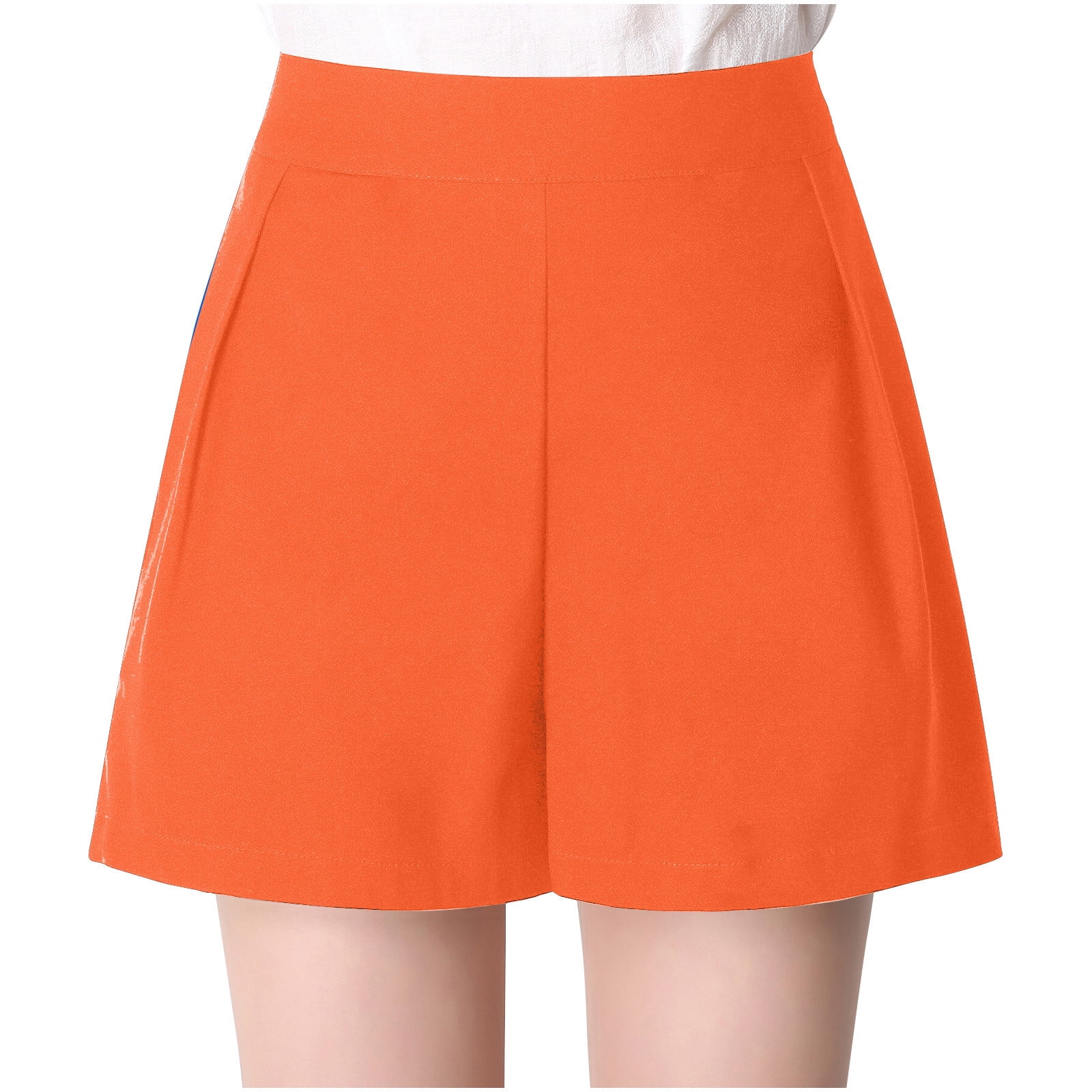 Annhoo Summer Women Shorts High Waist Pleated Wide Leg Loose Solid