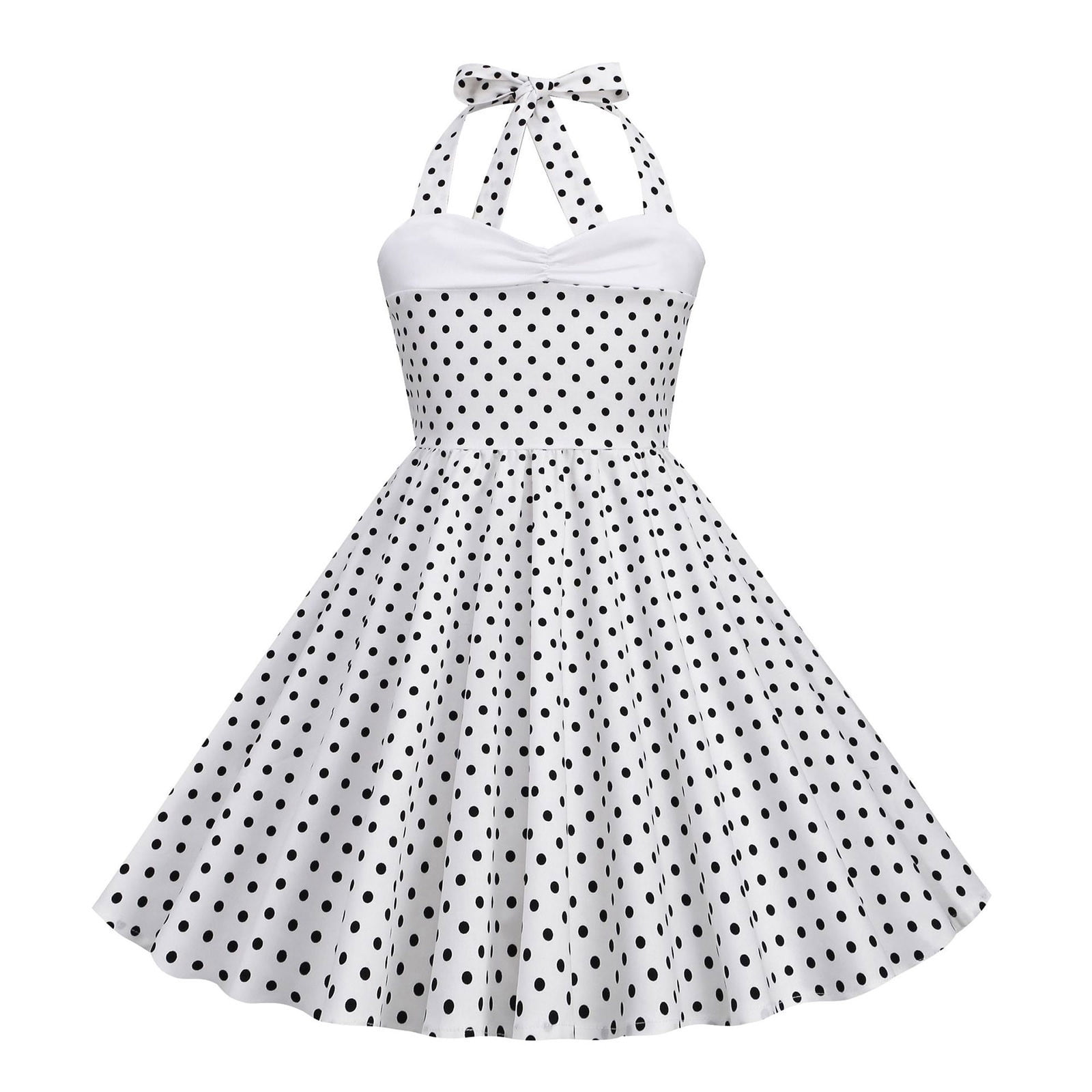 Annhoo Toddler Girls Vintage Dresses 50s Polka Dots Sleeveless Straps ...