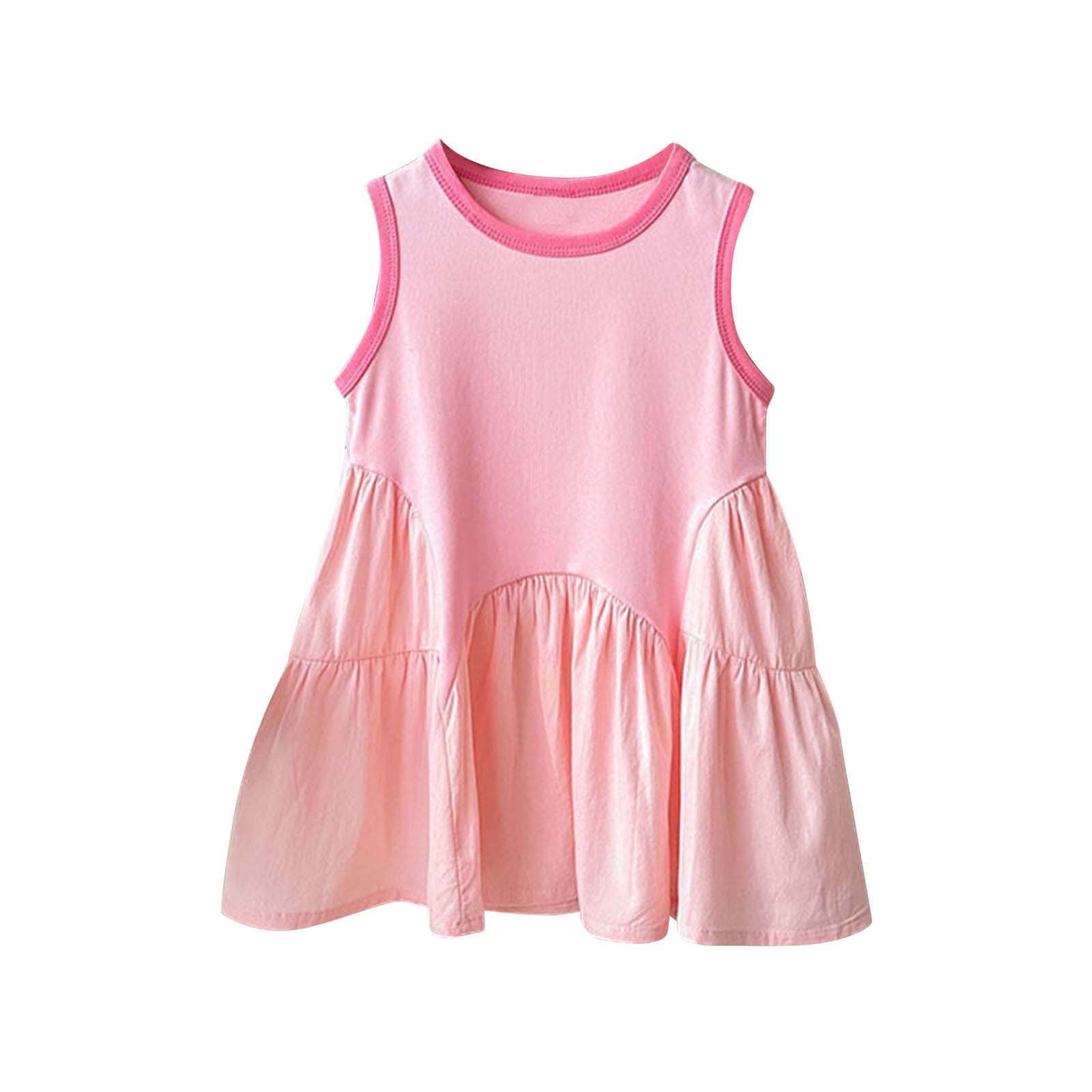 Annhoo Toddler Kids Cute Dresses Solid Color Sleeveless Casual Comfy A ...