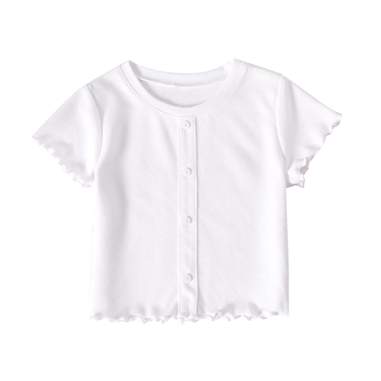 Annhoo Trendy Shirts for Kids Short Sleeve Round Neck Ruffled Decor ...