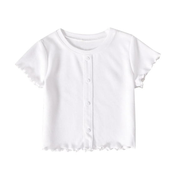 Annhoo Trendy Shirts for Kids Short Sleeve Round Neck Ruffled Decor ...