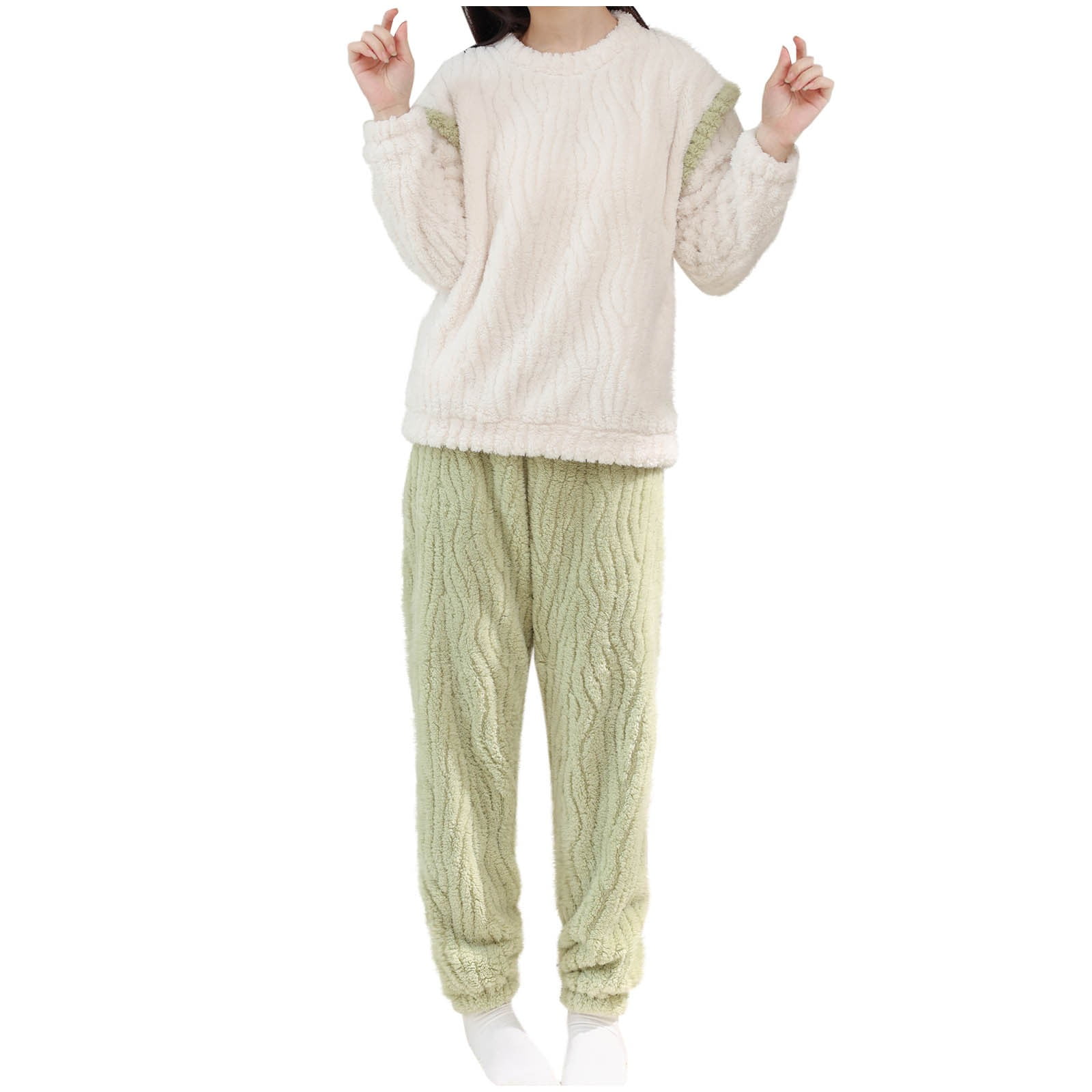 Annhoo Winter Flannel Outfits for Women 2 Piece Soft Fuzzy Warm Sets ...