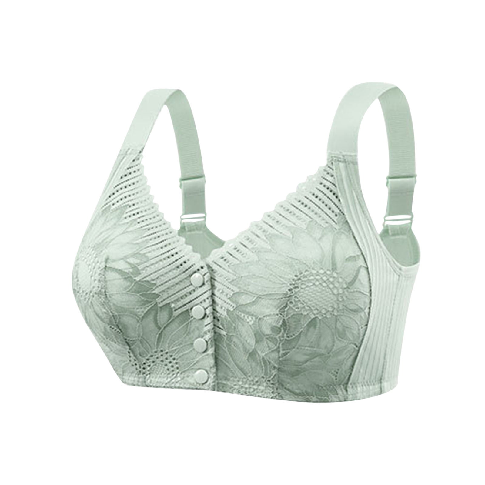 Annhoo Women's Front Button Bras Plus Size Lace Floral Printed Seamless ...