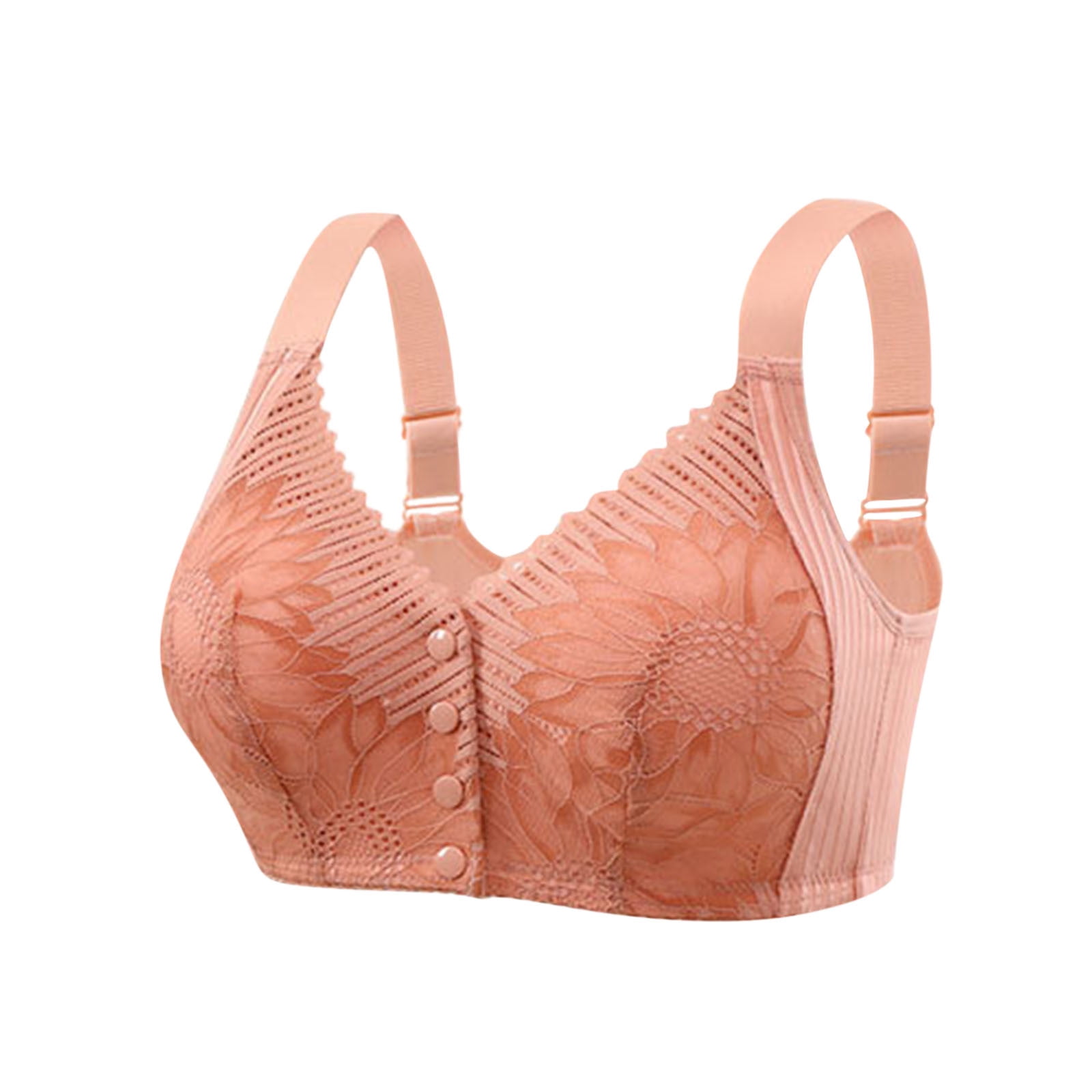 Annhoo Women's Front Button Bras Plus Size Lace Floral Printed Seamless ...
