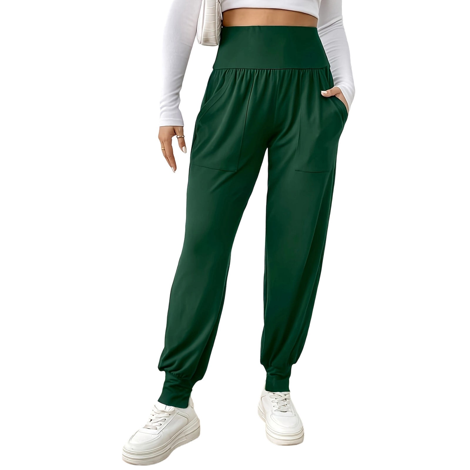Annhoo Women's High Waist Yoga Pants Summer Fashion Elastic Waist Side ...