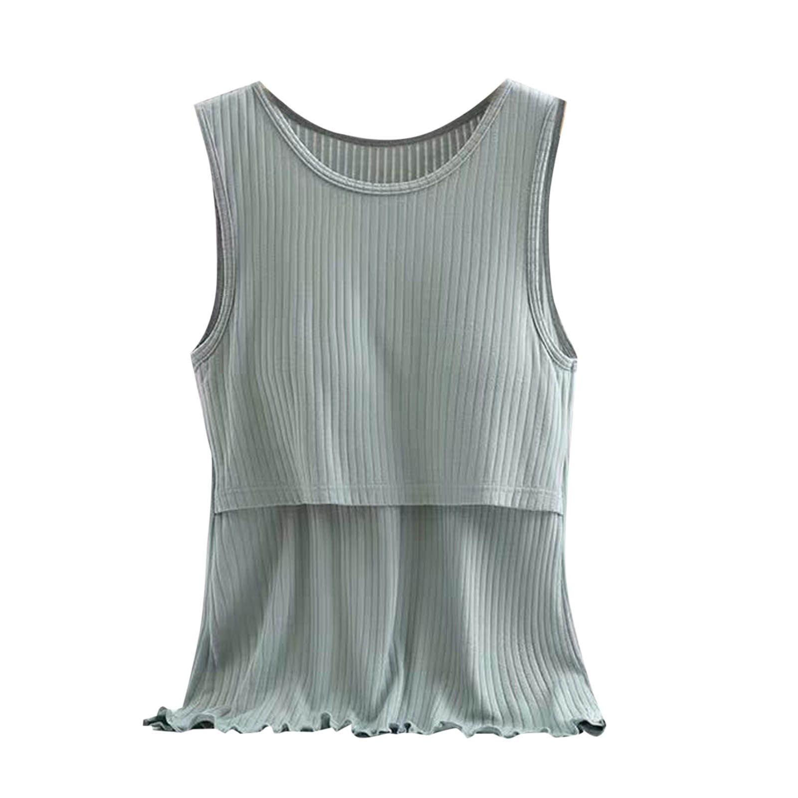Annhoo Women's Nursing Tank Top Ribbed Sleeveless Double Layer Soft ...