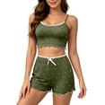 Annhoo Women's Polka Dot Pajama Set Lace Trim Cami and Shorts Lounge ...