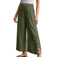 Annhoo Women's Summer Lightweight Pants Fashion Side Slit Button Decor ...
