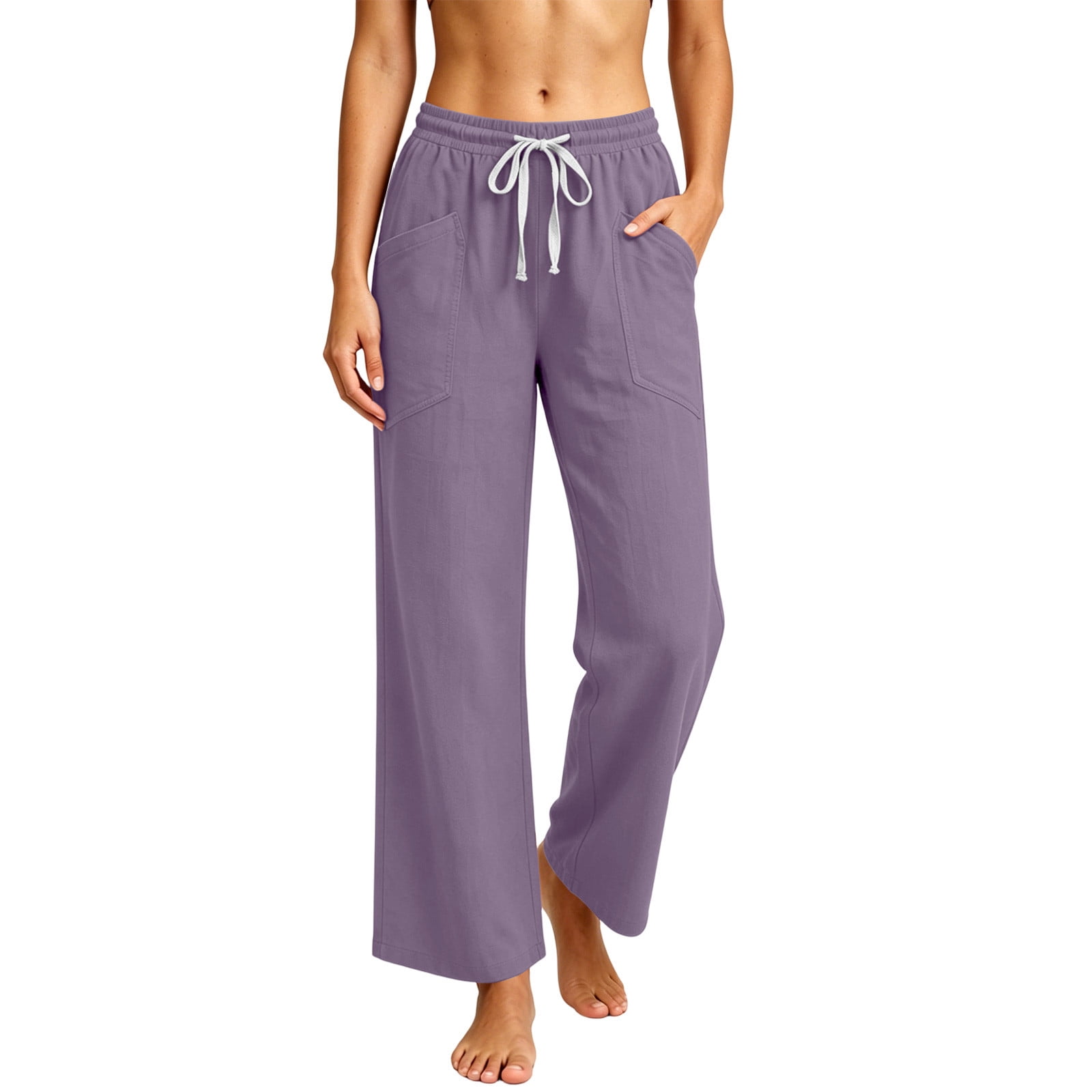 Annhoo Women's Workout Straight Leg Pants with Pockets Drawstring ...