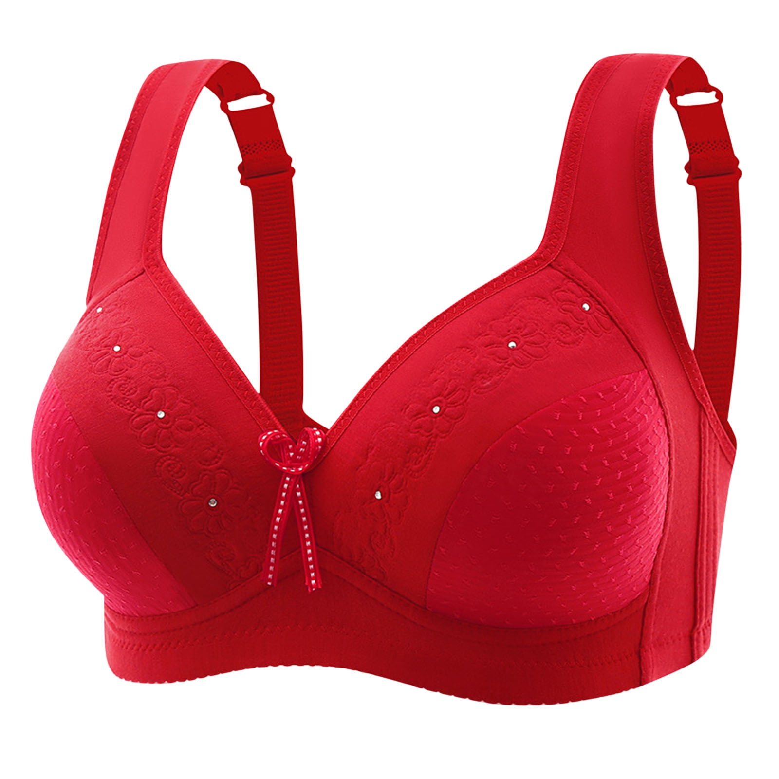 Annhoo Womens Cotton Bras No Wire Cute Bowknot Liftup Bras Casual Full ...