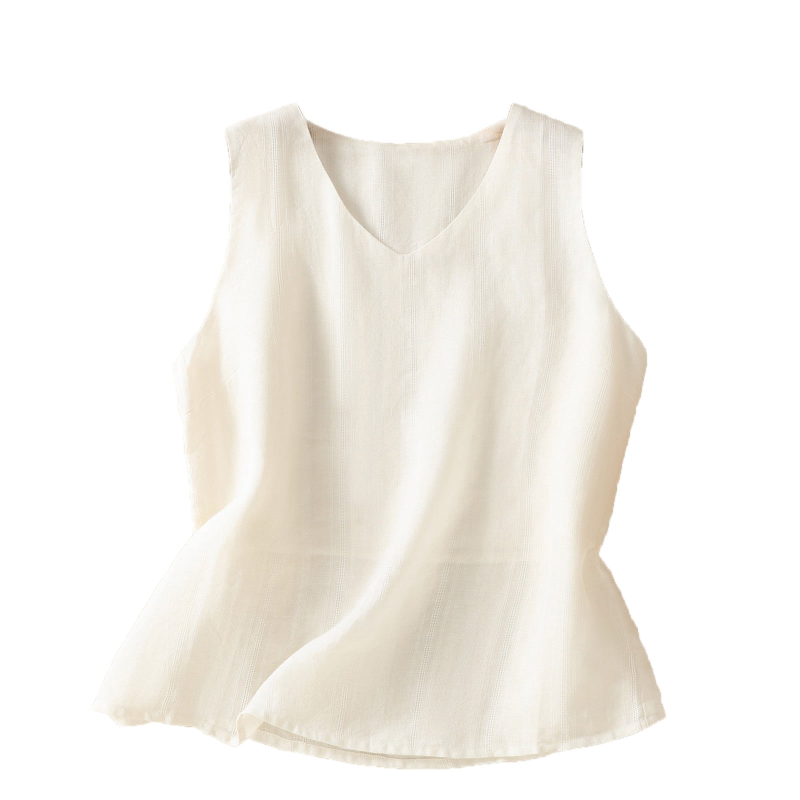 Annhoo Womens Linen Tank Tops Lightweight Comfy Solid Color Sleeveless ...