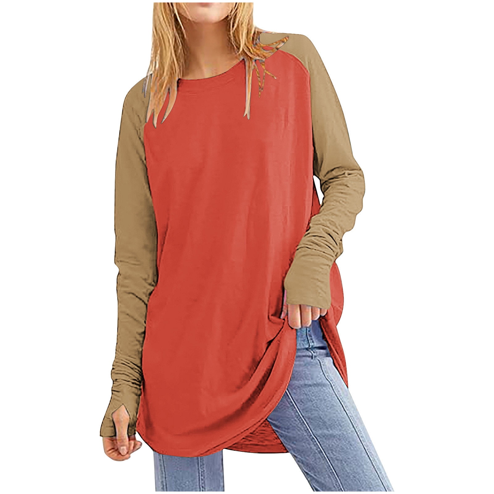 Annhoo Womens Long Sleeve Tops Fall Casual Crewneck Long Sleeve Dressy ...
