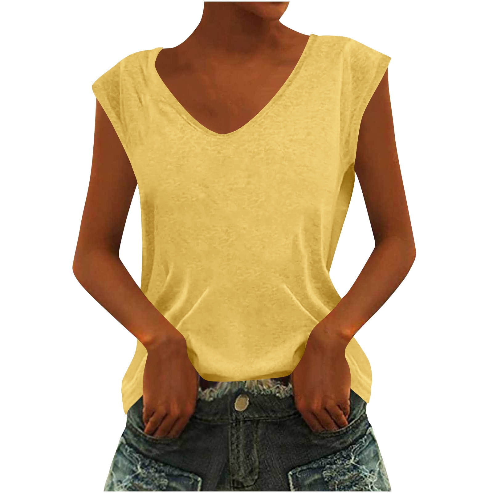 Annhoo Womens Loose Tank Tops Soft Solid Color V Neck Lightweight ...